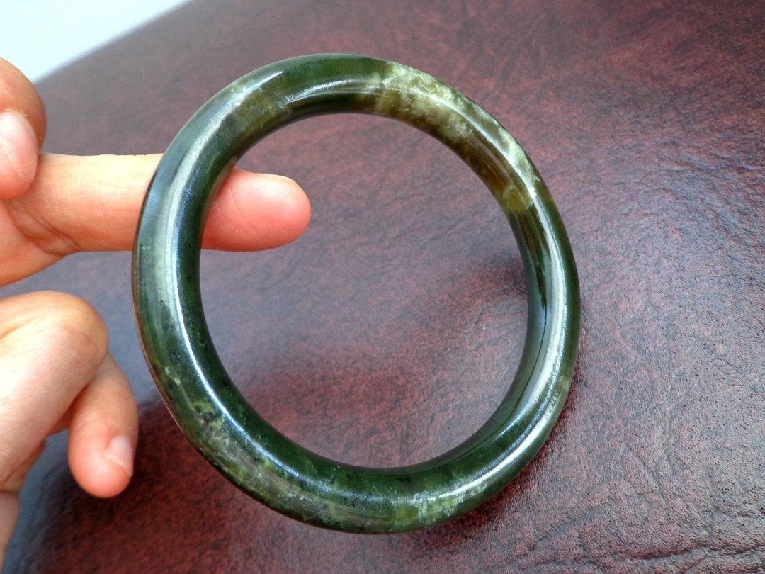 62 Mm Nephrite Jade Round Bangle Bracelet. S133 - Etsy