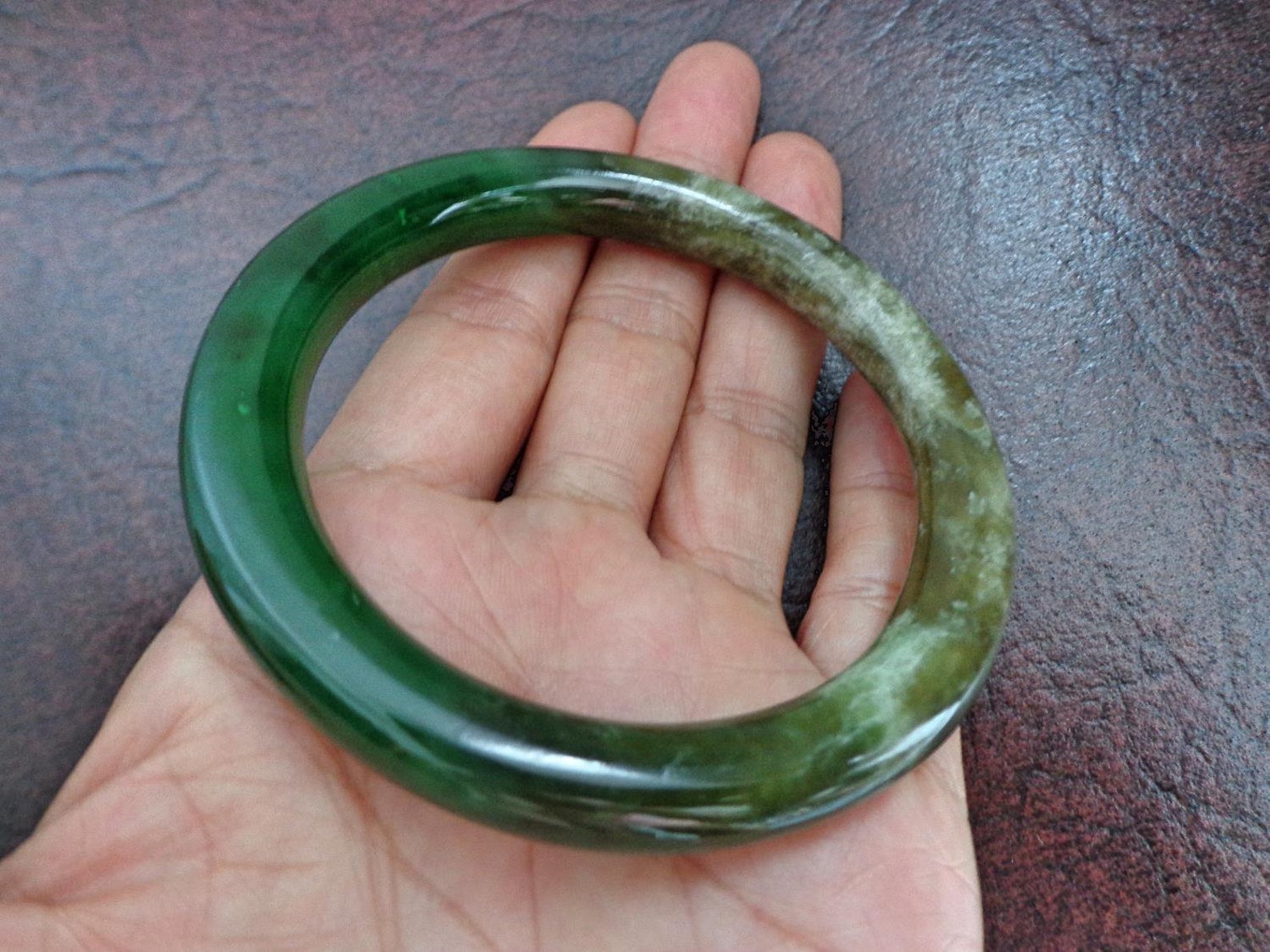 62 Mm Nephrite Jade Round Bangle Bracelet. S210 - Etsy