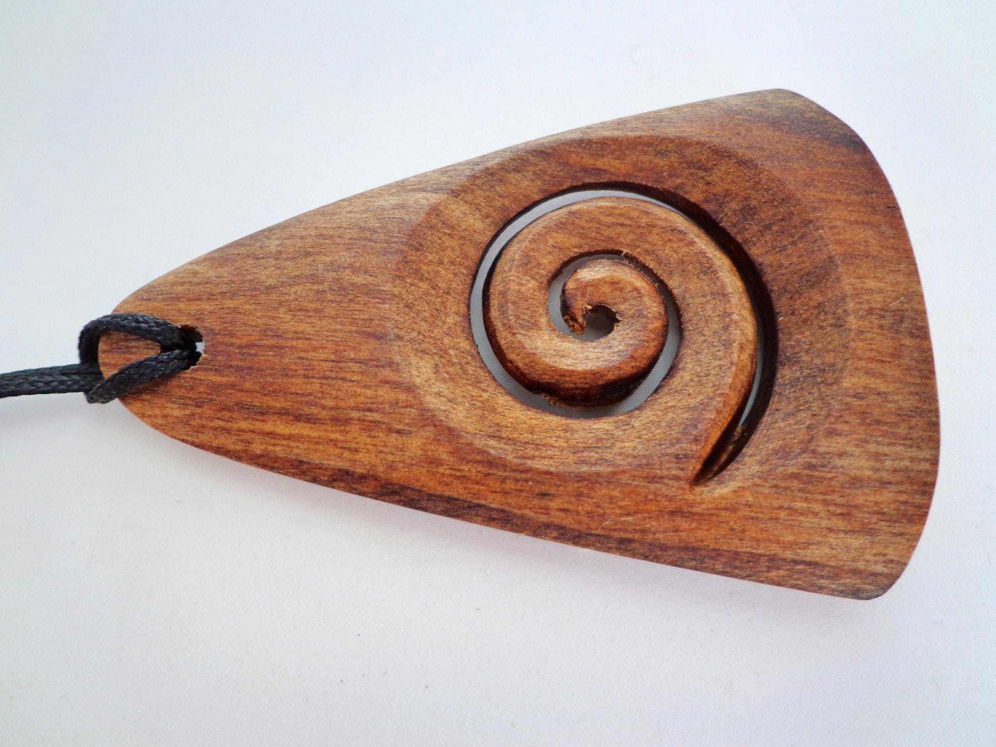 NZ Pine Wood Maori Koru Spiral Pendant. W118 - Etsy