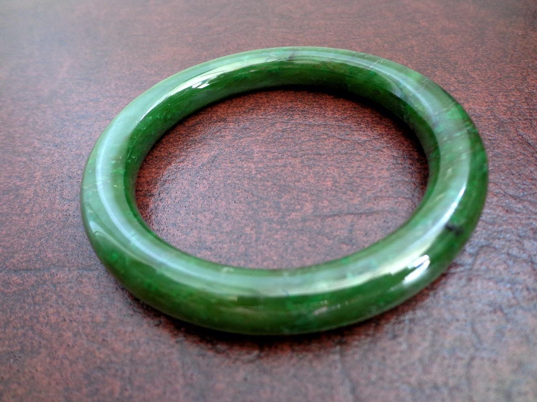 56 Mm Nephrite Jade Round Bangle Bracelet. S130 - Etsy