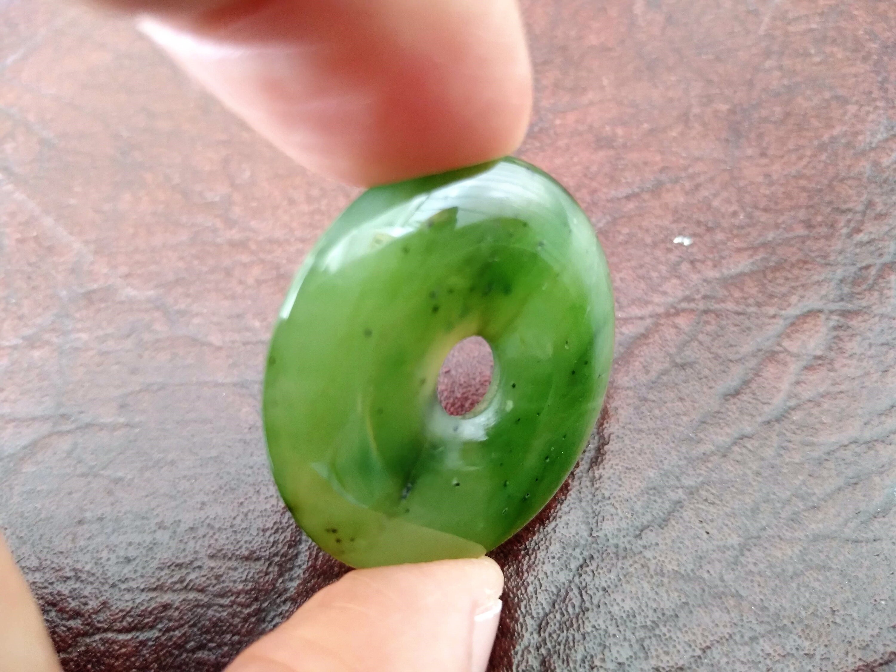 Nephrite Jade 30 Mm Pi Disc Pendant and 8 Mm Sparkle Faceted Round Bead ...