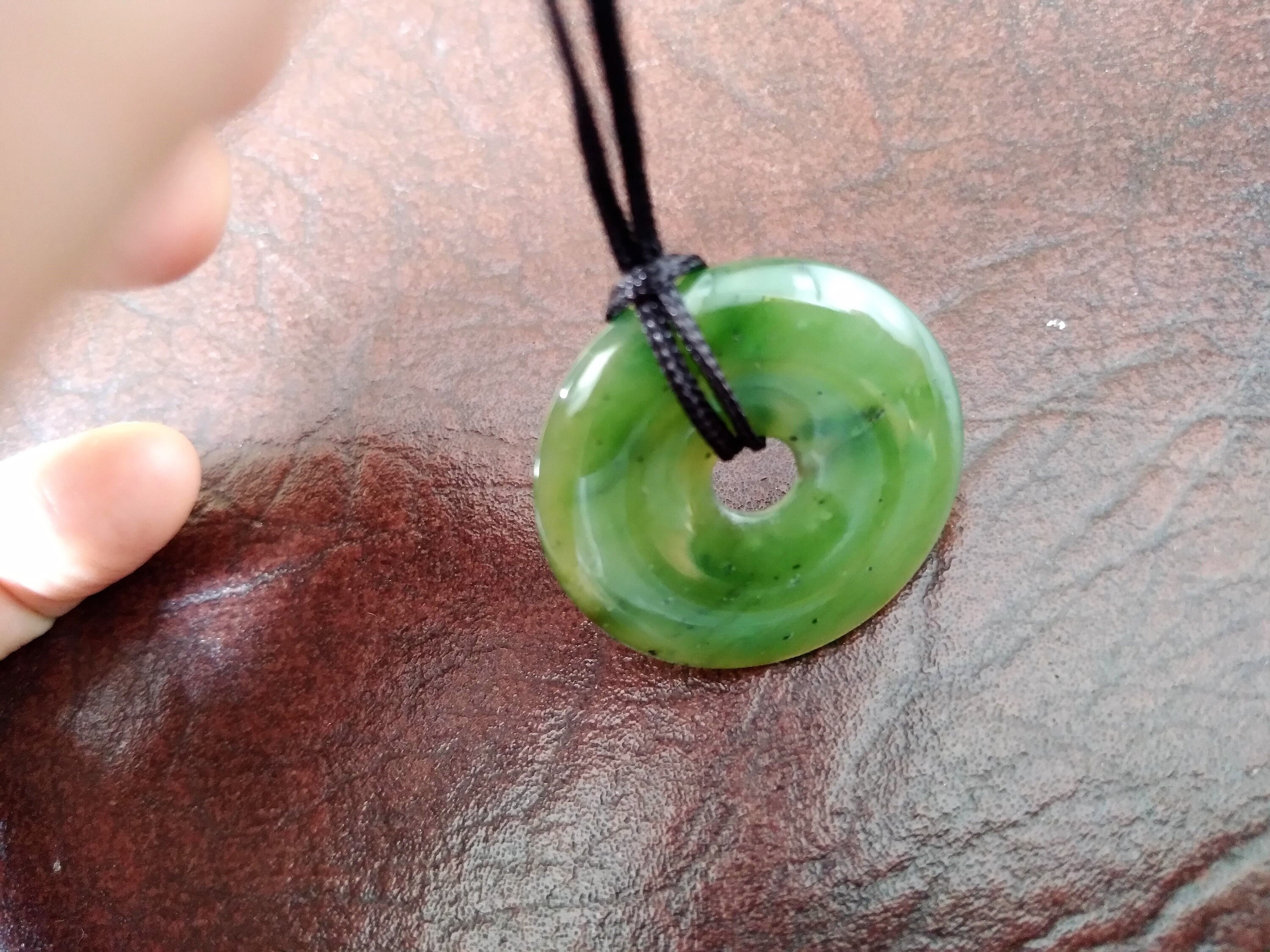 Nephrite Jade 30 Mm Pi Disc Pendant and 8 Mm Sparkle Faceted Round Bead ...