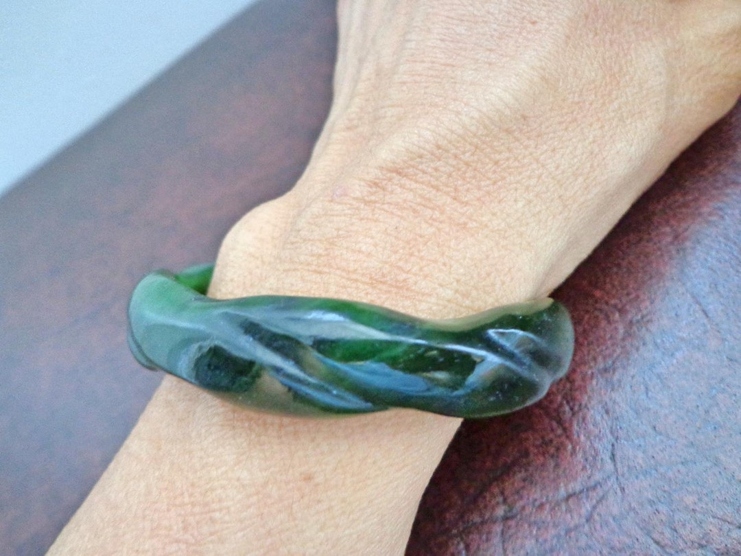 58 Mm Nephrite Jade Wave Bangle Bracelet. S214 - Etsy