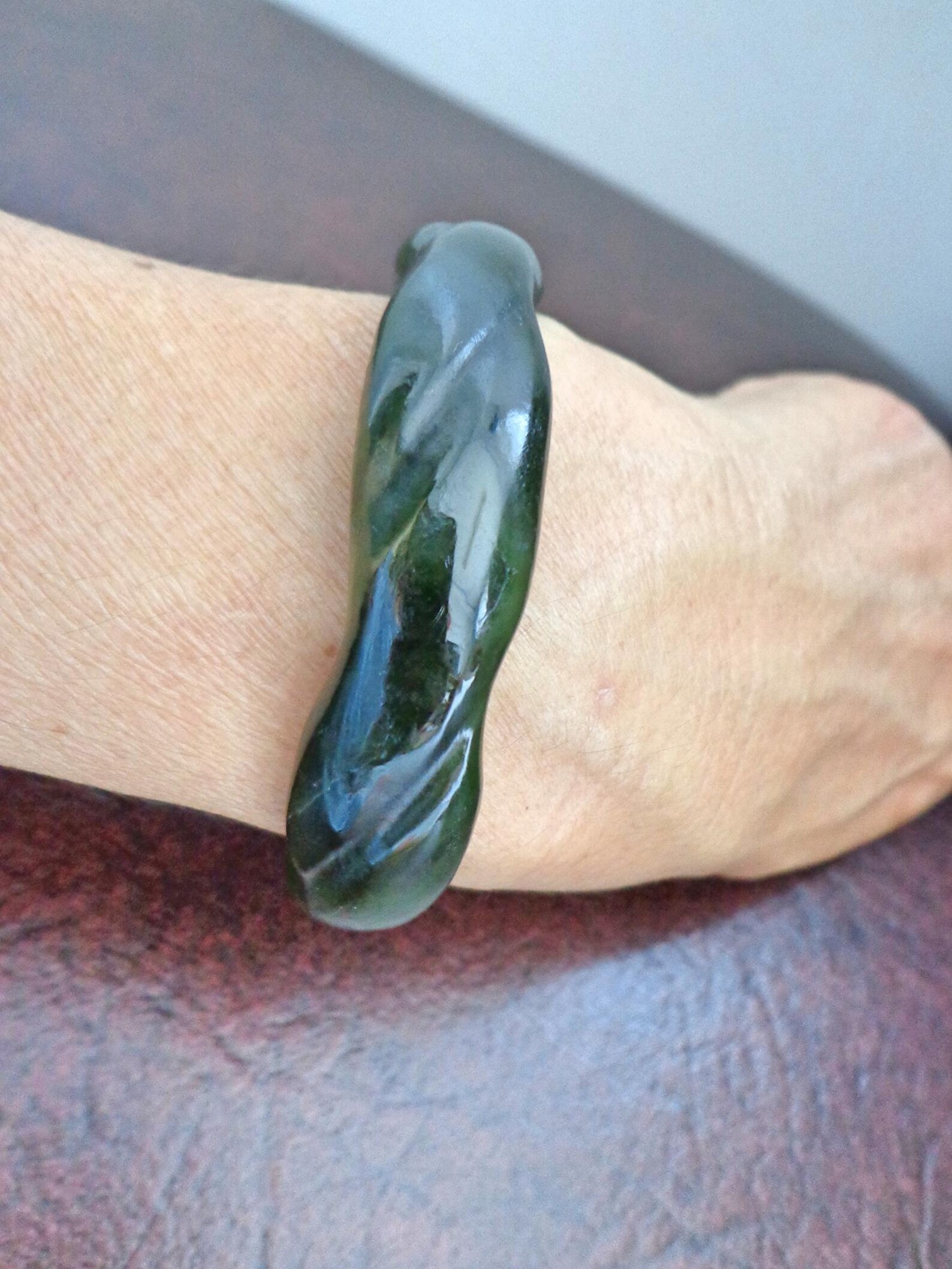 58 Mm Nephrite Jade Wave Bangle Bracelet. S214 - Etsy