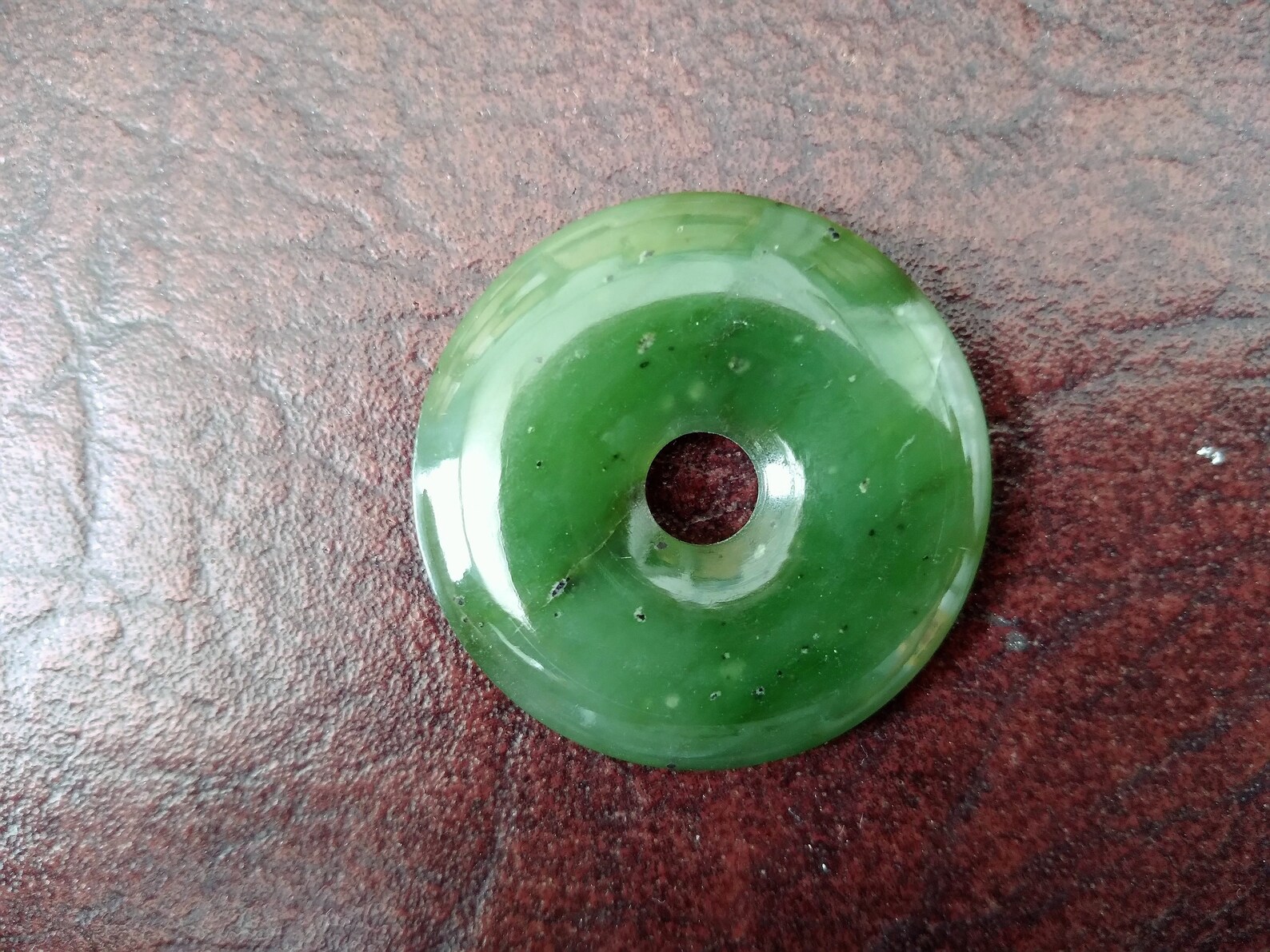 Nephrite Jade 30 Mm Pi Disc Pendant and 8 Mm Sparkle Faceted Round Bead ...