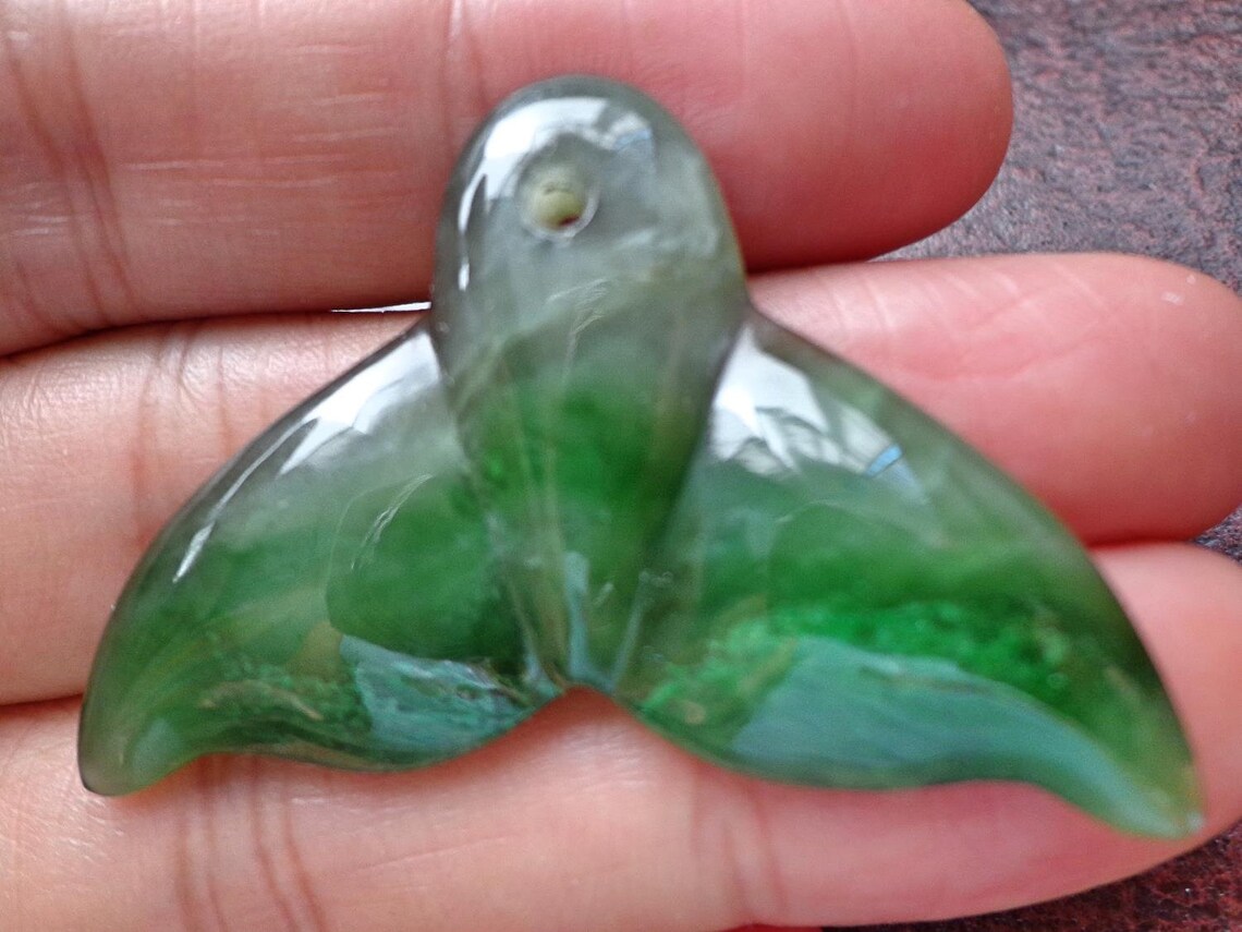 Nephrite Jade Dolphin Tail Pendant. S241 - Etsy