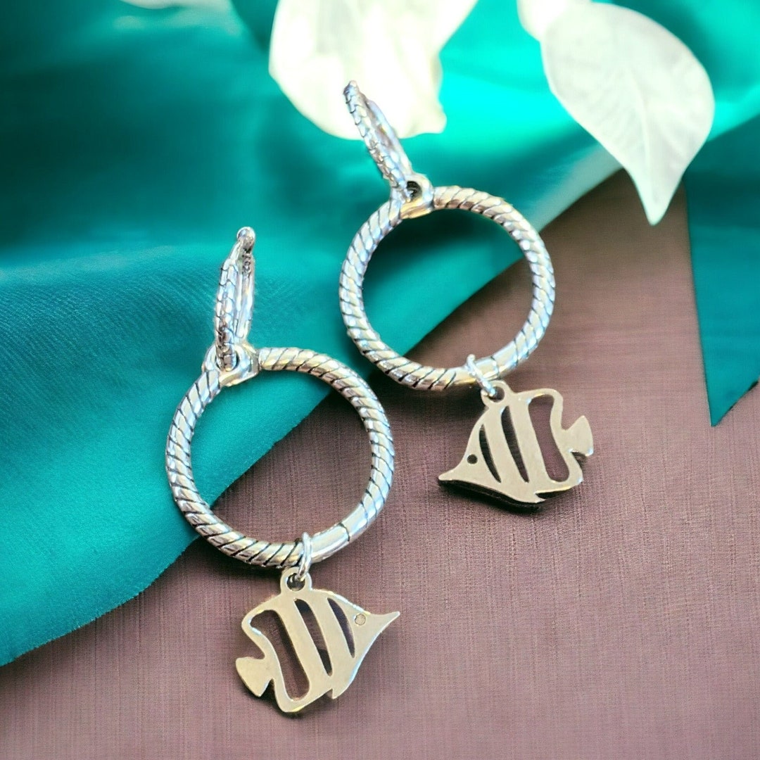 Sterling Double Hoop Tropical Fish Earrings, 3 in 1 Hoops - Etsy