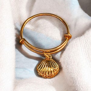 14k Gold Filled Clam Shell Expandable Charm Ring - Etsy