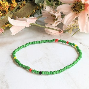 Beaded Stretch Cord Anklet-green - Etsy