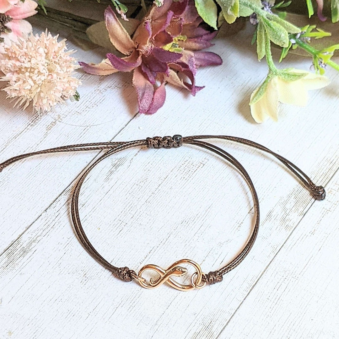 Gold Eternity Snake Symbol Waxed Cord Surfer Bracelet - Etsy