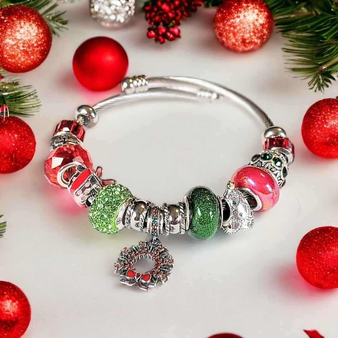 Silver Christmas Euro Cuff Wrap Bracelet - Etsy