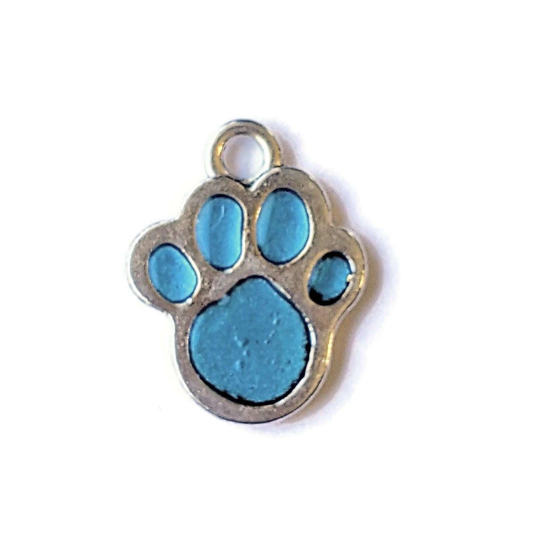 Light Blue Enamel Dog/cat Paw Print Charm - Etsy