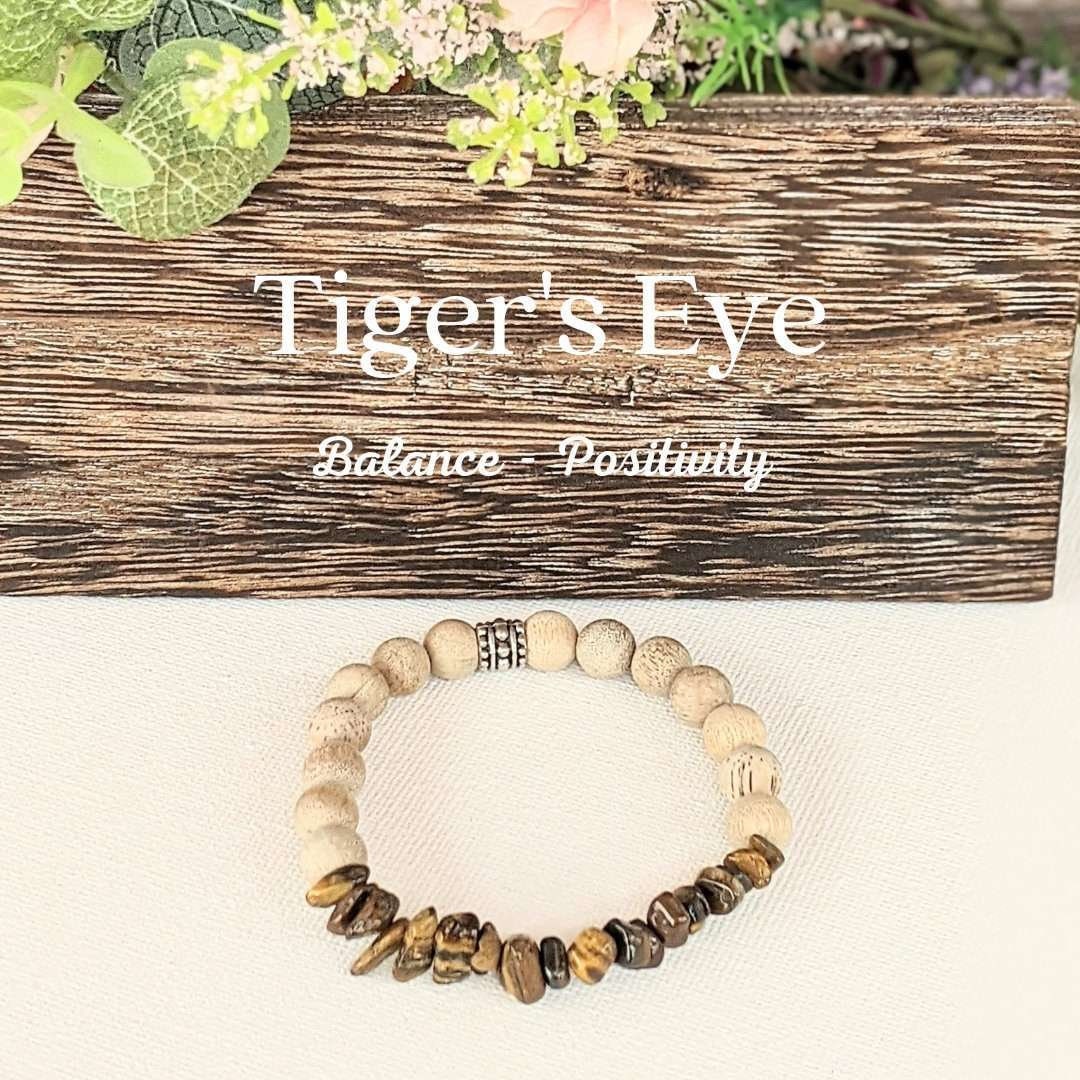 Natural Tiger Eye Gemstone Chip Diffuser Bracelet- Balance & Positivity ...