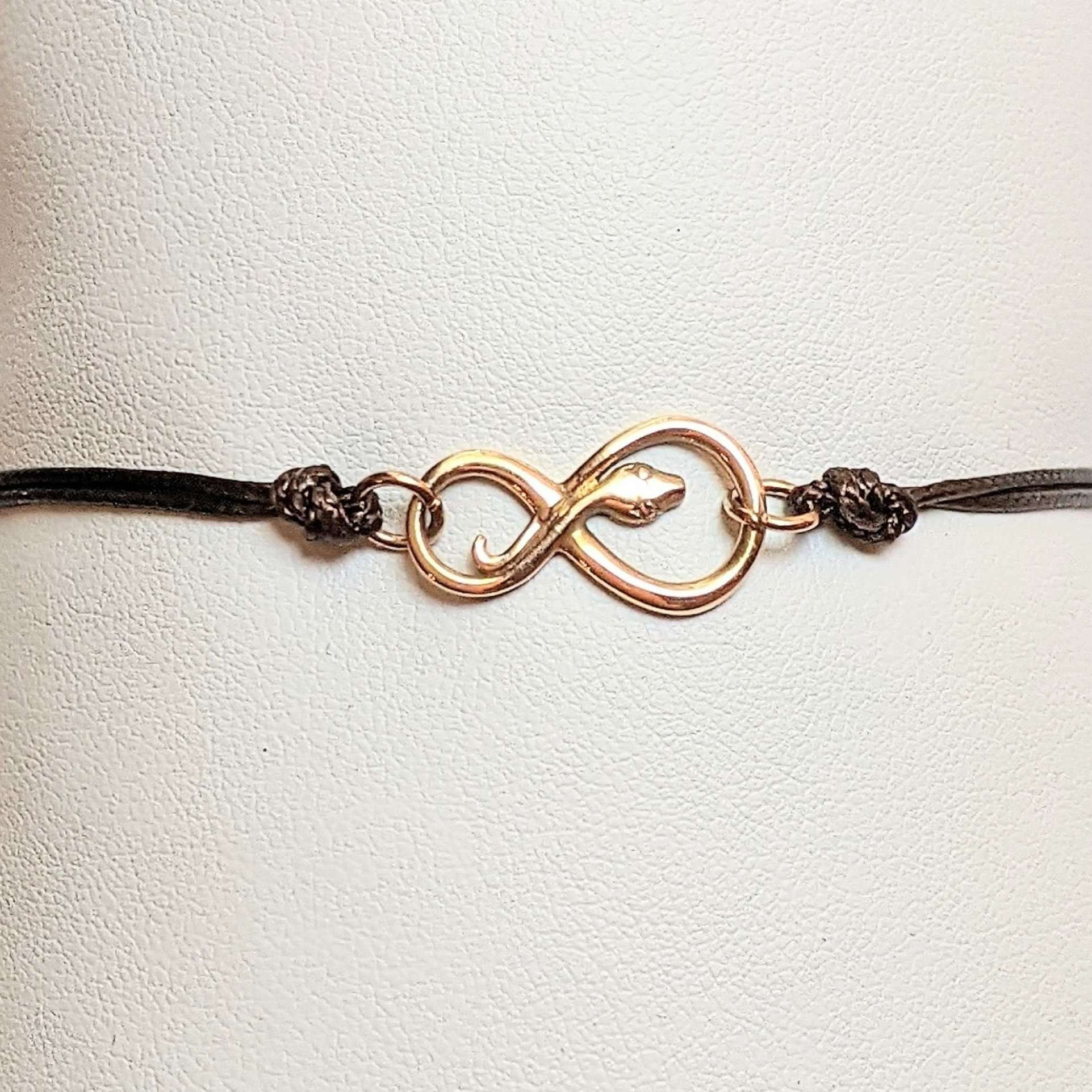 Gold Eternity Snake Symbol Waxed Cord surfer Bracelet | Etsy