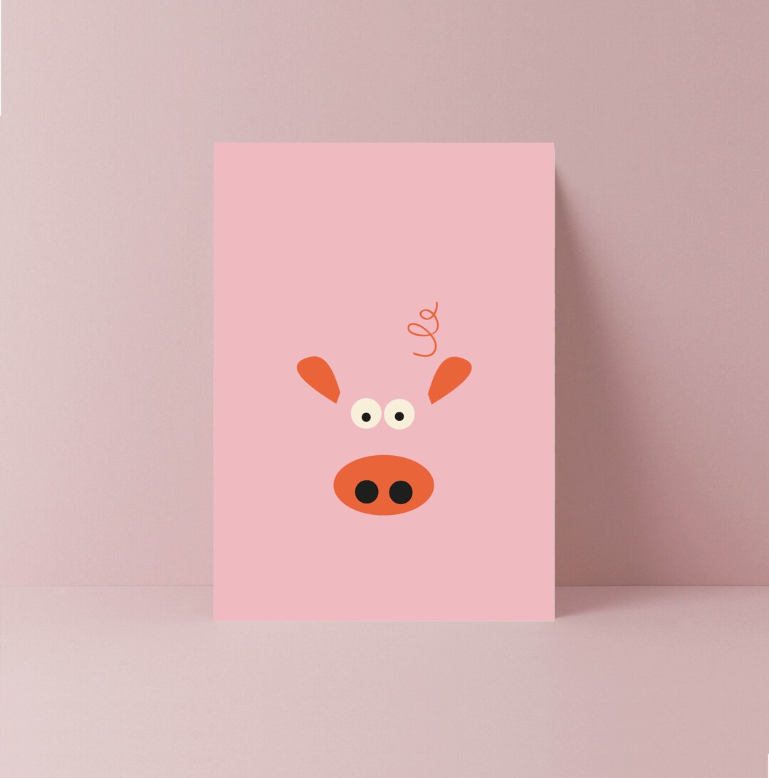 Minimalistic Pig Card | Pig Lover | Farm Card | Pig Birthday | Cards ...
