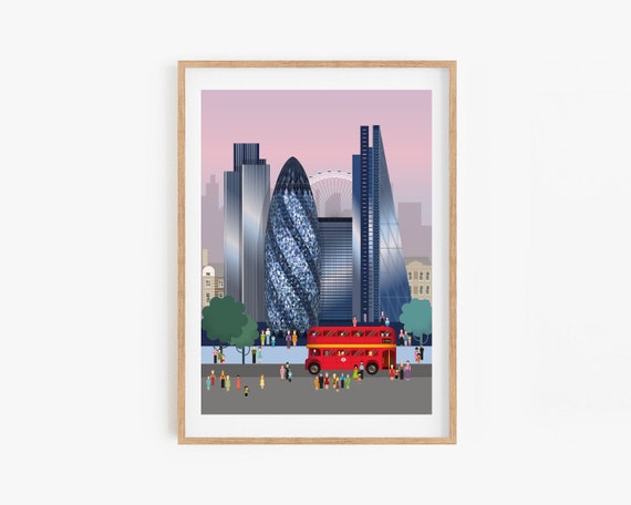The Gherkin in the City A3 & A4 Poster unframed - Etsy UK