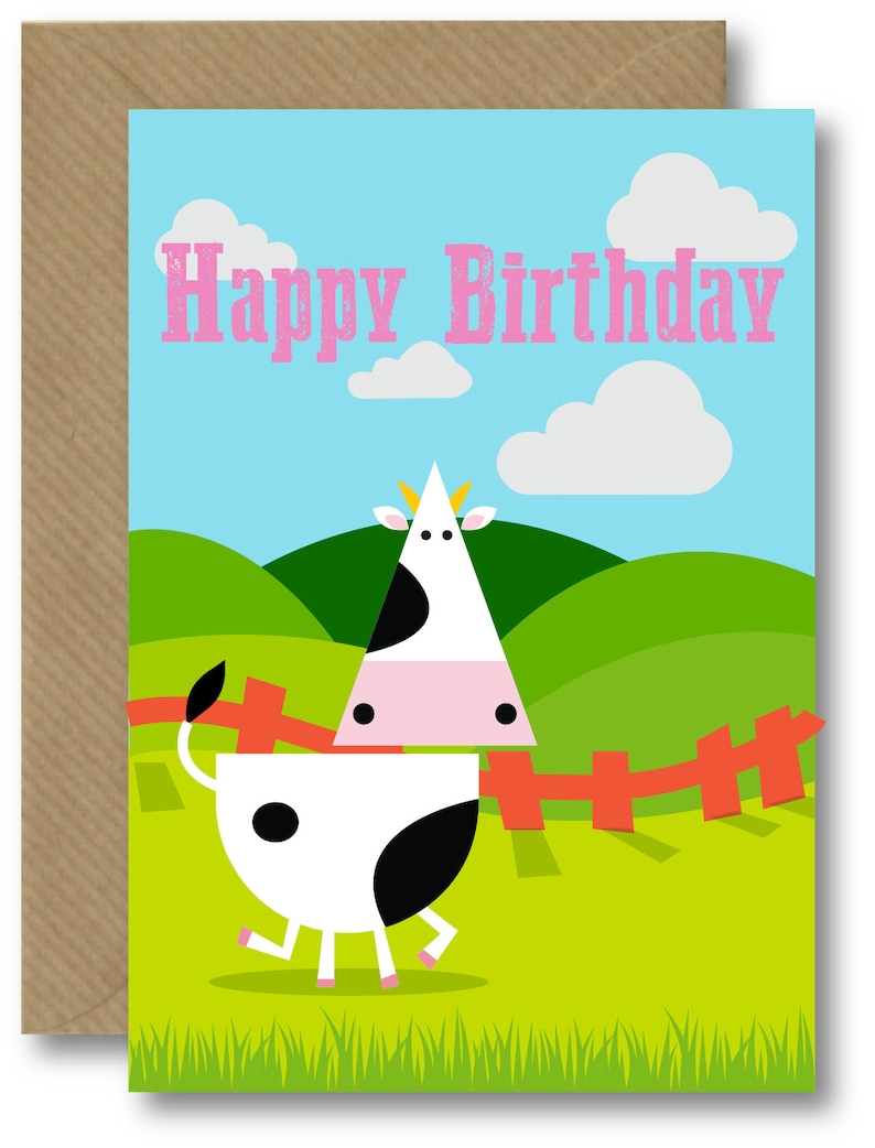 Happy Birthday Cow Greetings Card Happy Birthday Boys - Etsy
