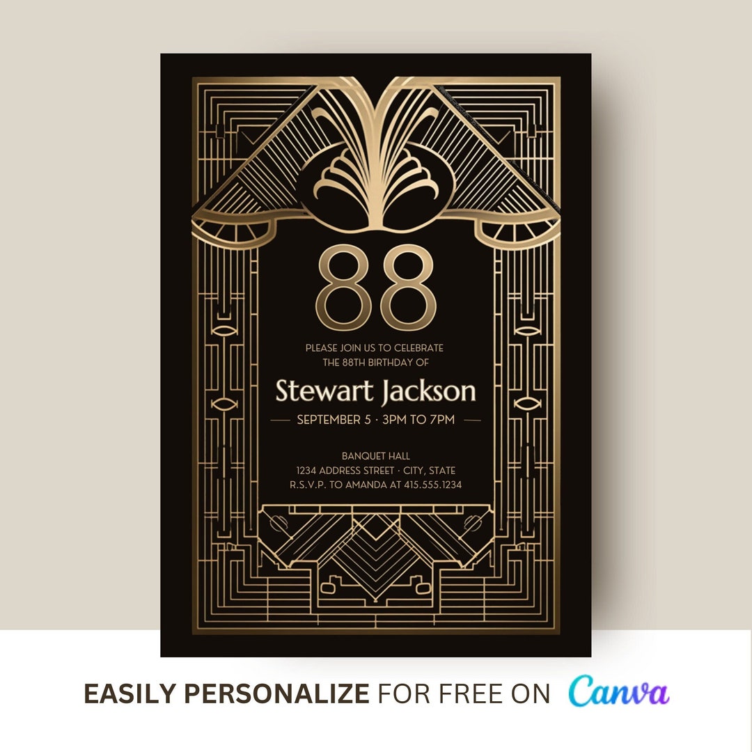 88th Birthday Invitation – Editable Printable Invite Template - Etsy