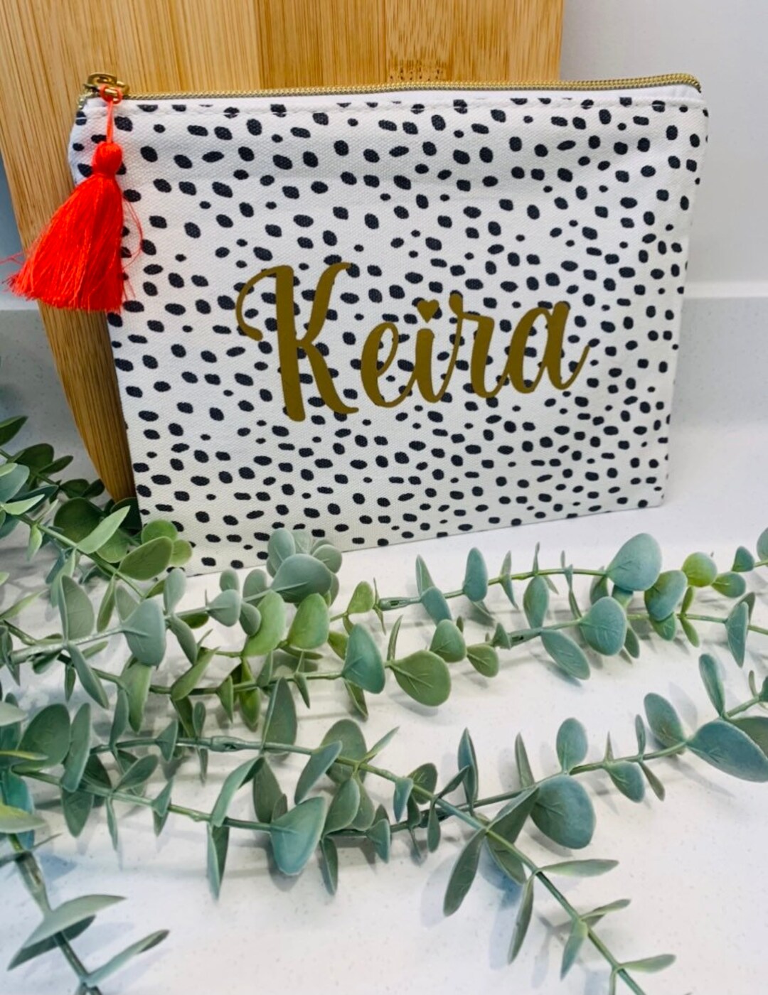 Personalised Monochrome Dalmatian Spotty Make up Bag, Pencil Case, Zip ...
