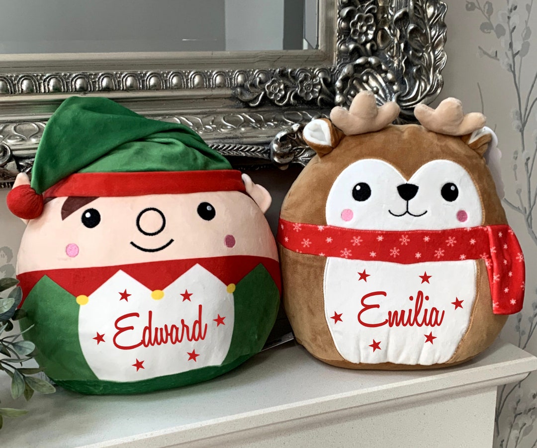 Large Personalised Reindeer or Elf Plush Squishy Soft Toy Gift First ...