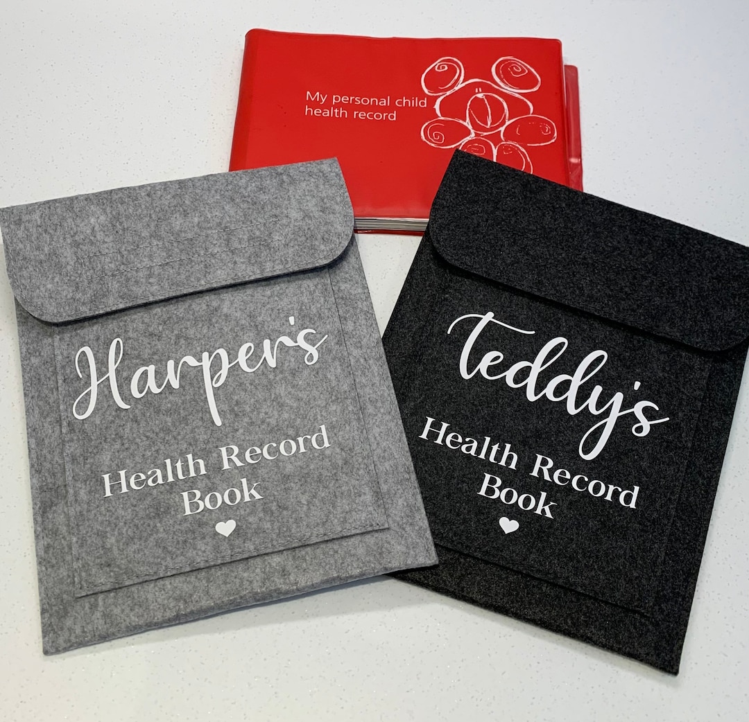 Health Record Red Book Grey Felt Wallet Baby Gift Baby Shower ...