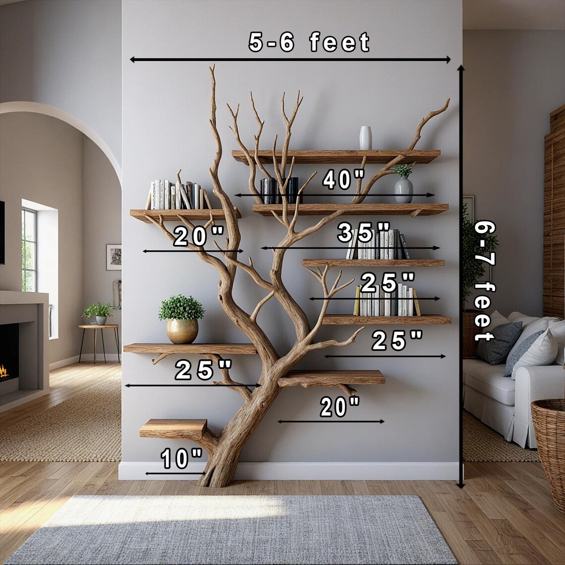 Natural Wood Floating Shelves Solid Wood Rustic Furniture for Art ...