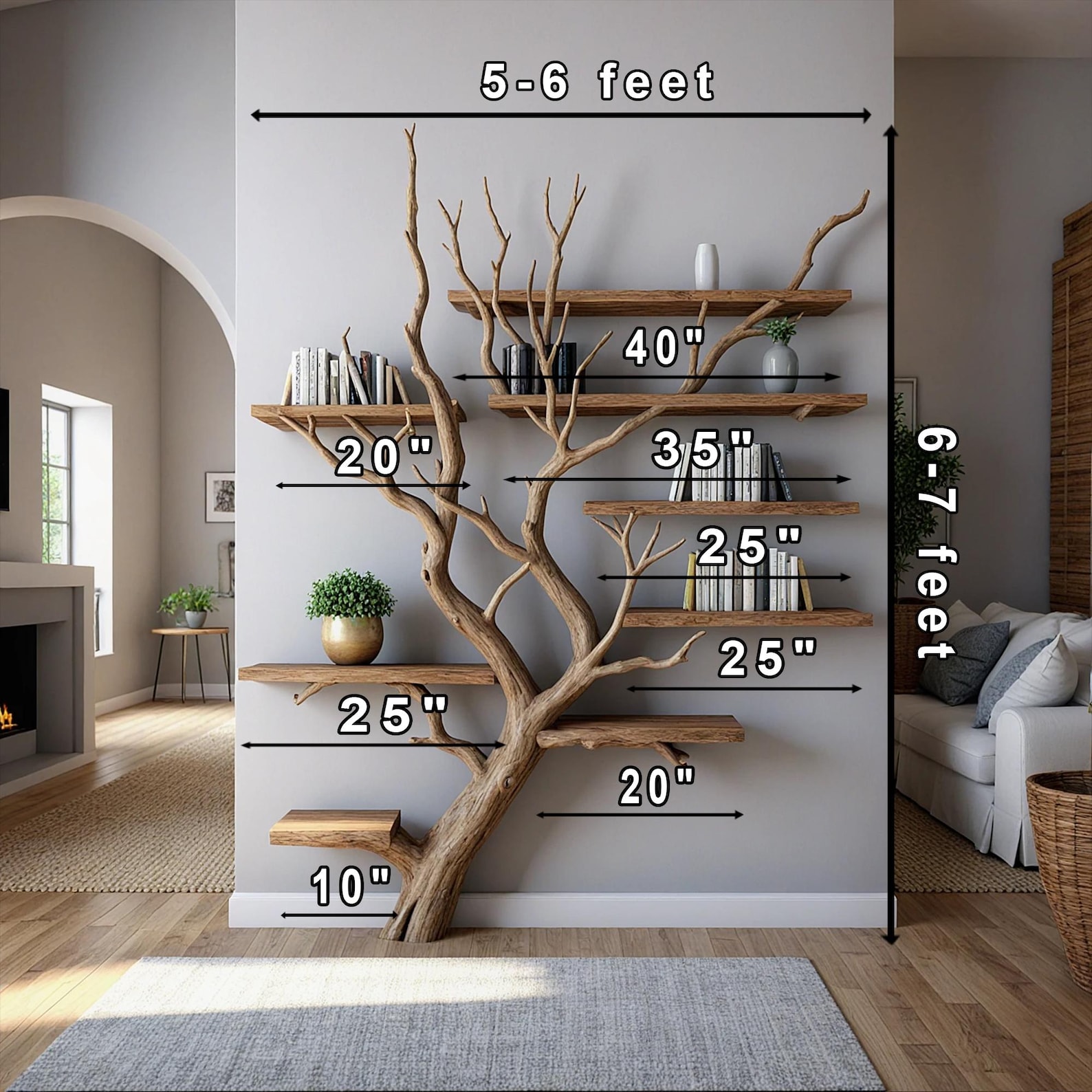 Natural Wood Floating Shelves Solid Wood Rustic Furniture for Art ...