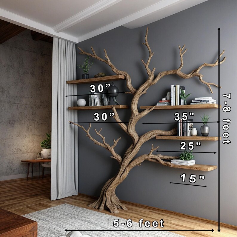 Corner Tree Branch Shelves on Wall Mount Bookshelf Furniture and Decor ...