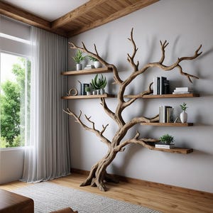 Decorative Tree Branch Bookshelf, Wall-mounted Bookshelf, Handmade ...