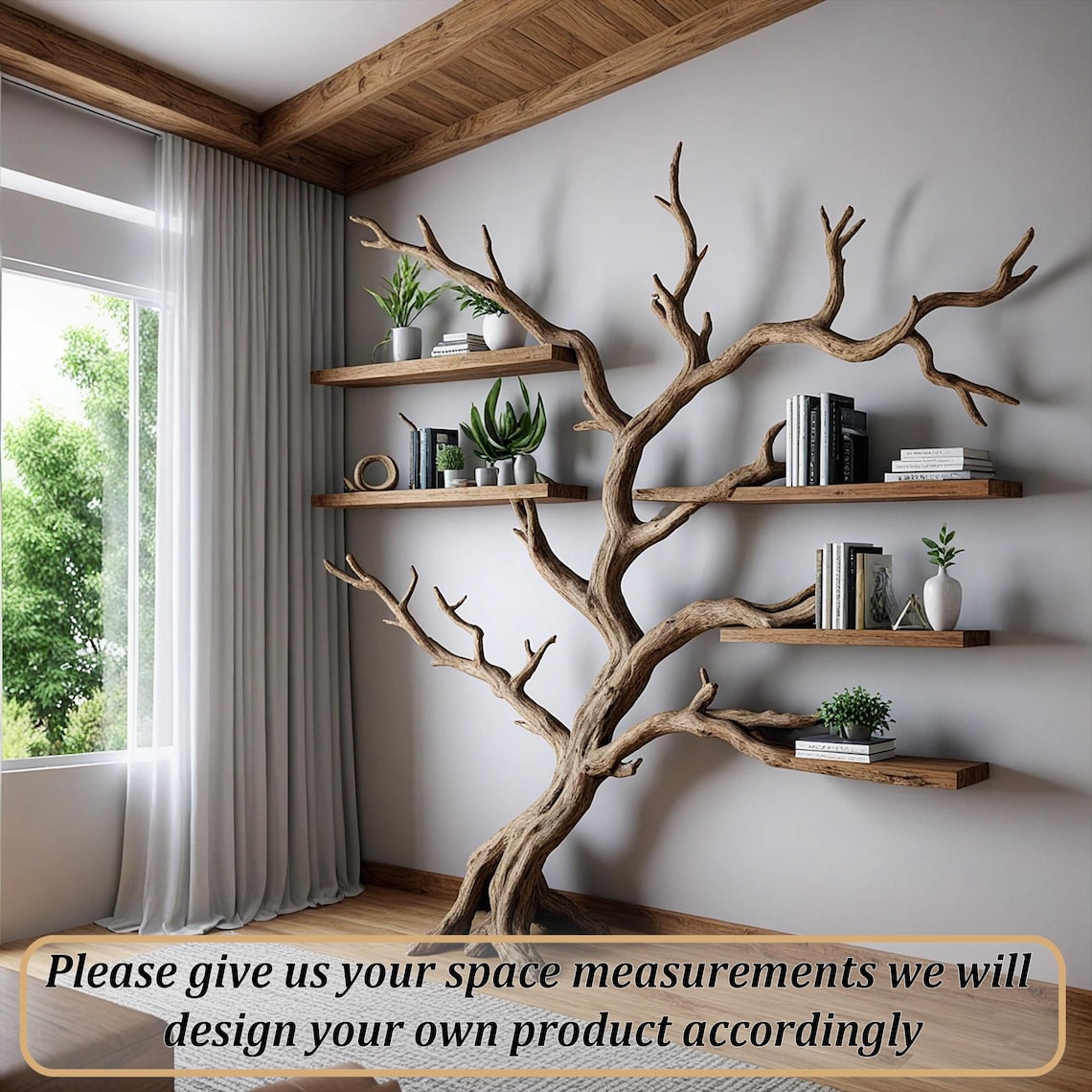 Decorative Tree Branch Bookshelf, Wall-mounted Bookshelf, Handmade ...