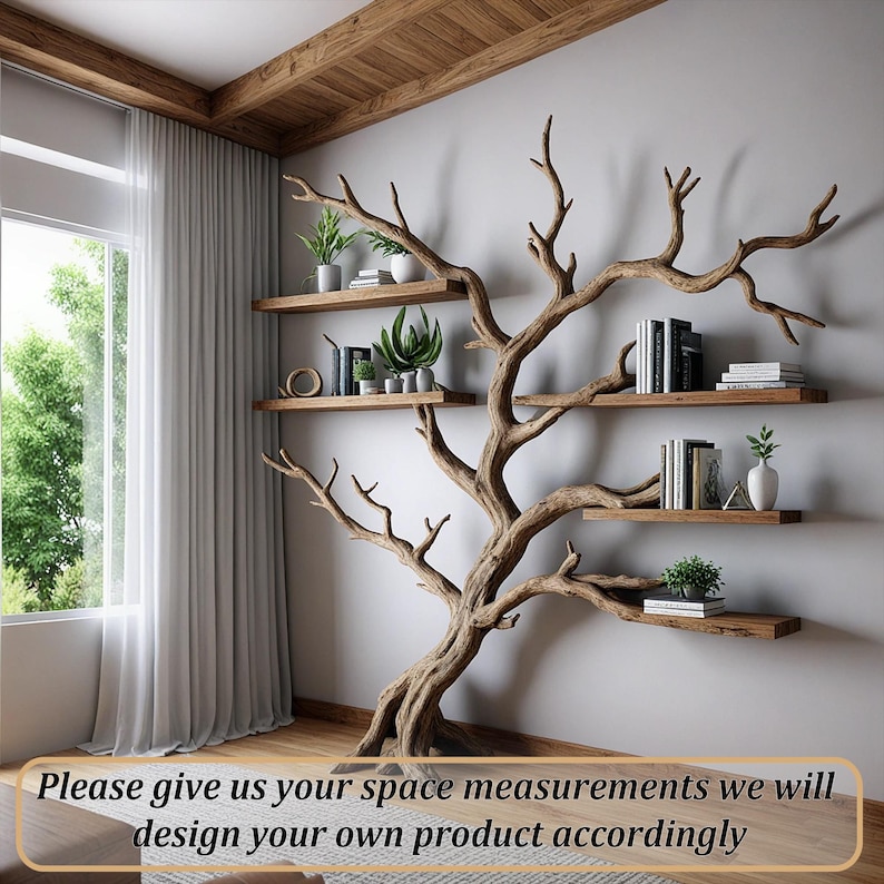Decorative Tree Branch Bookshelf, Wall-mounted Bookshelf, Handmade ...
