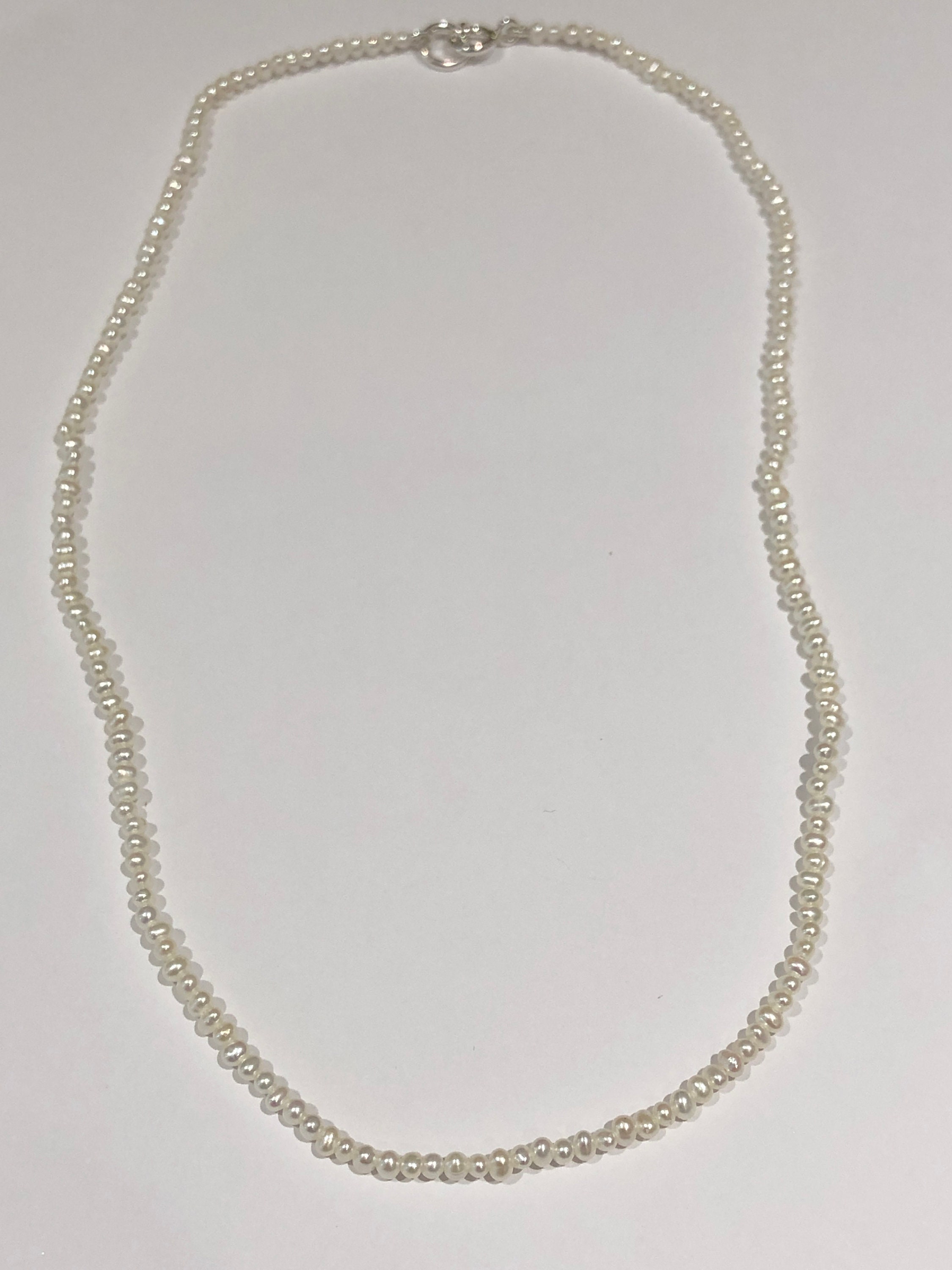 2-2.5mm seed pearl necklace 16 with silver fastening | Etsy