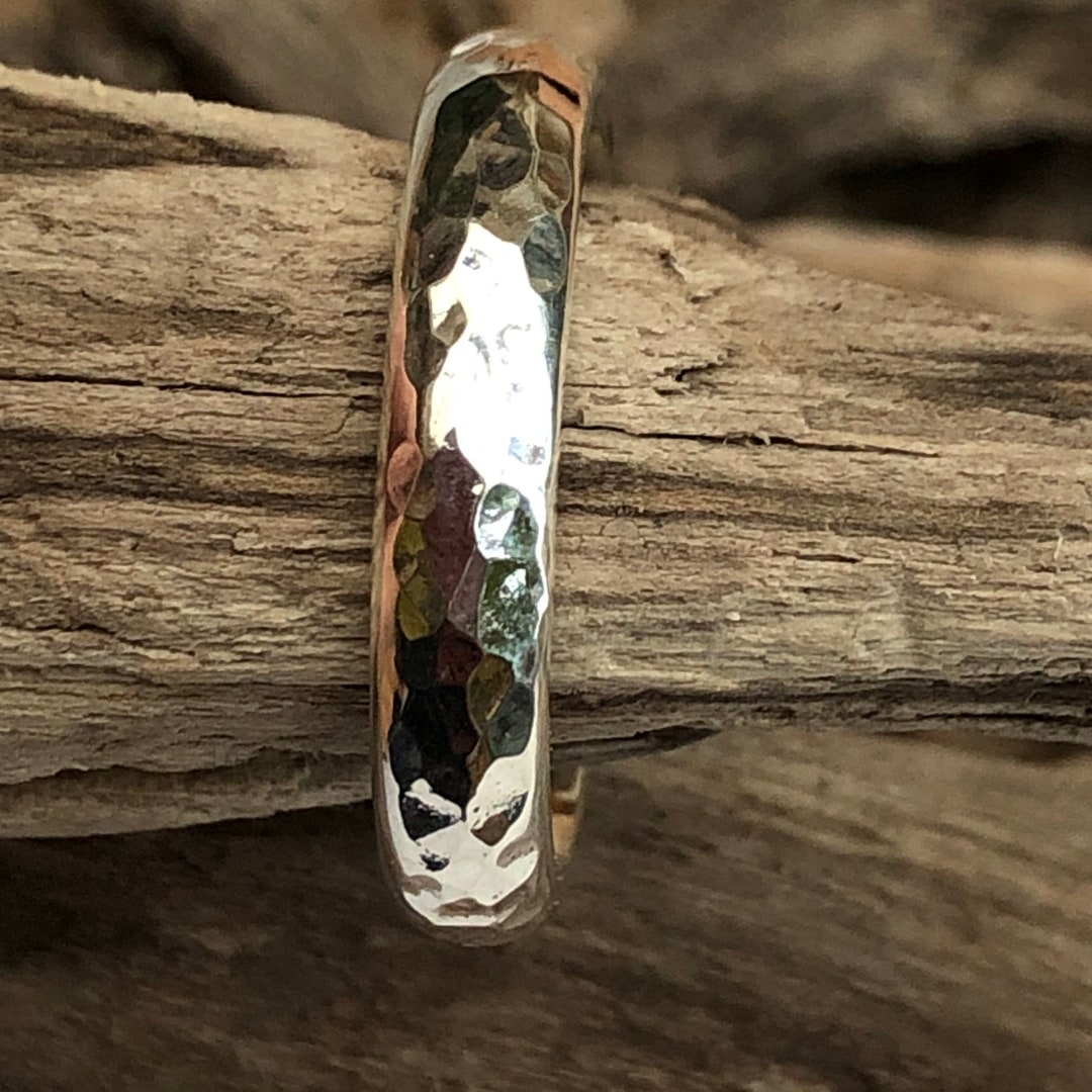 4mm Hammered Finish Solid Sterling Silver Court Shaped Ring - Etsy