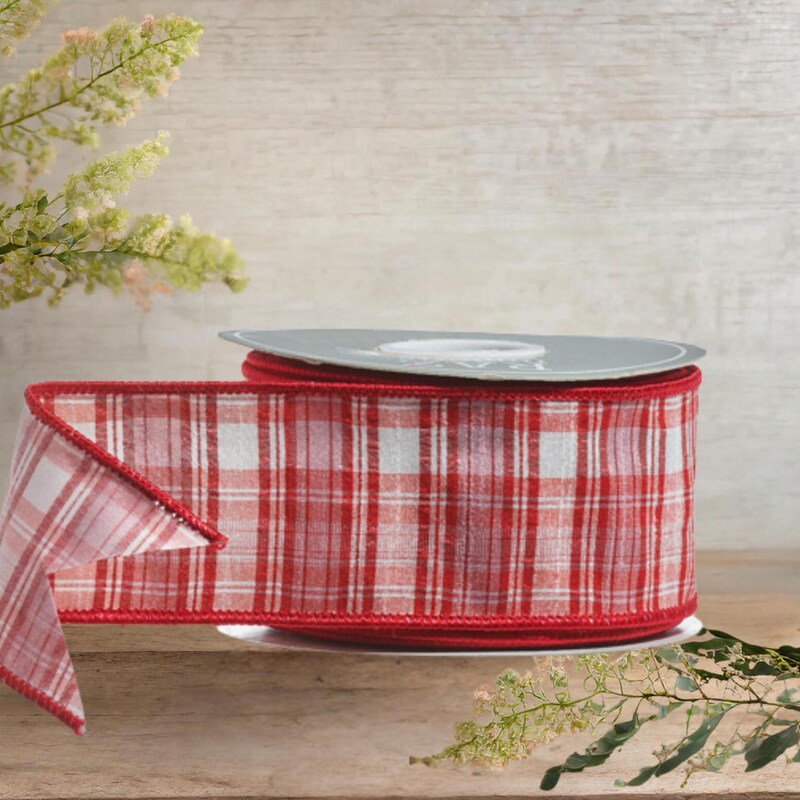 Red Plaid Ribbon - Etsy