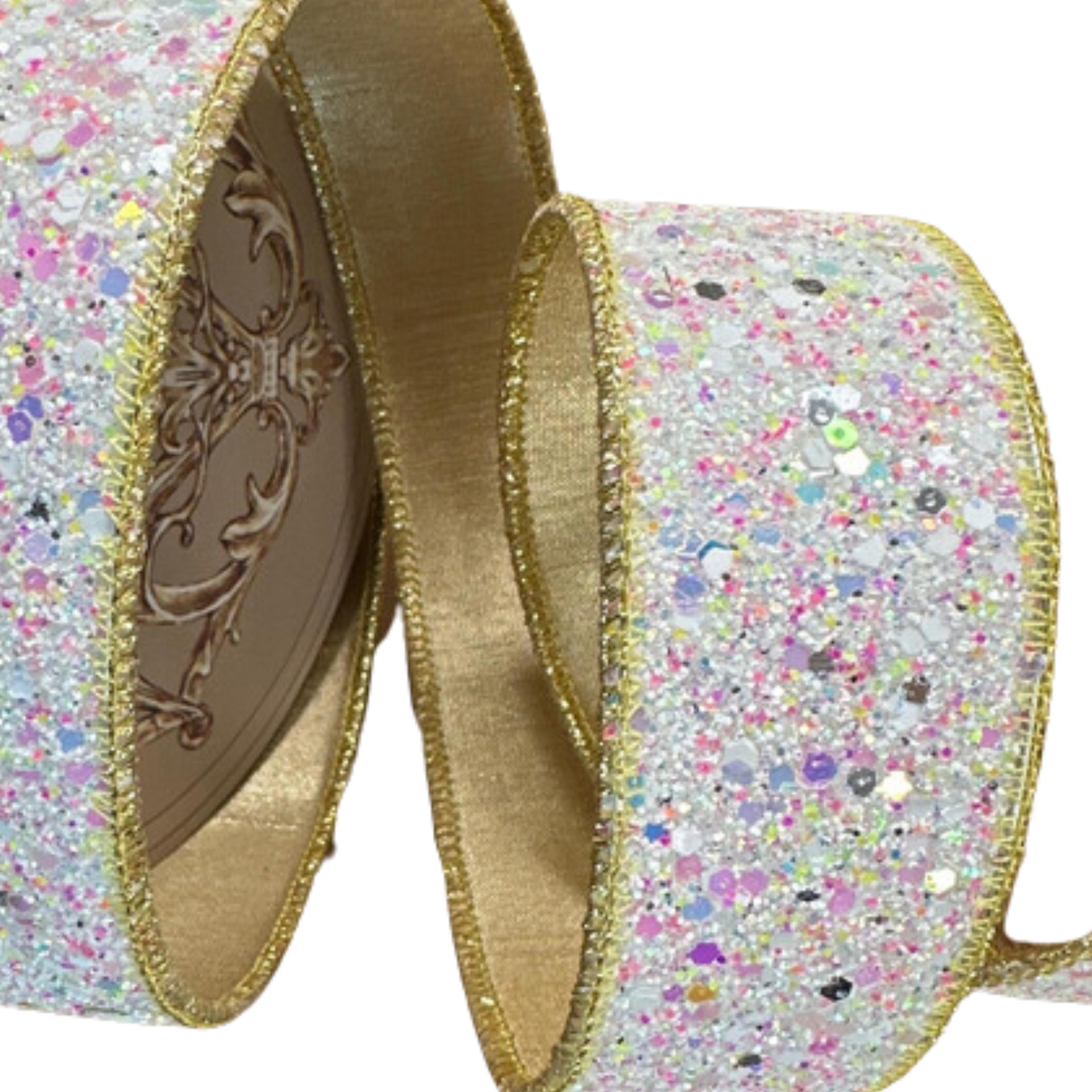 1.5in Sugar Plum Glitter Ribbon: Icy Iridescent (10 Yards) - Etsy