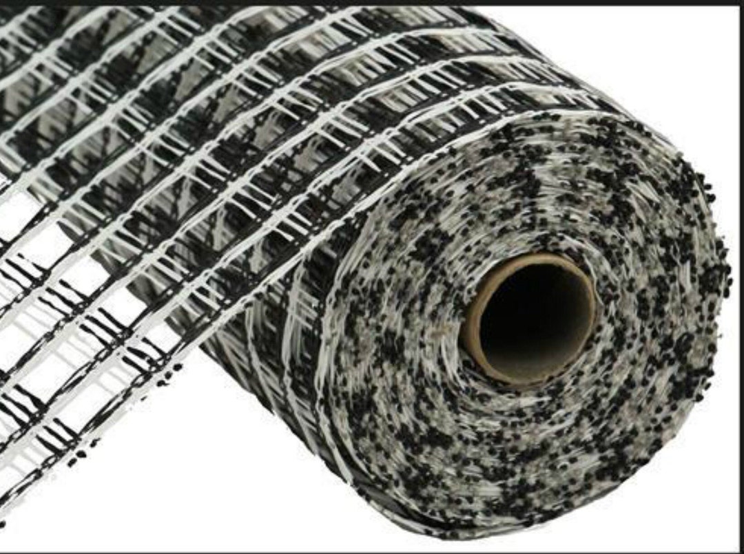 10 Poly Burlap Check Mesh: Black & White - Etsy