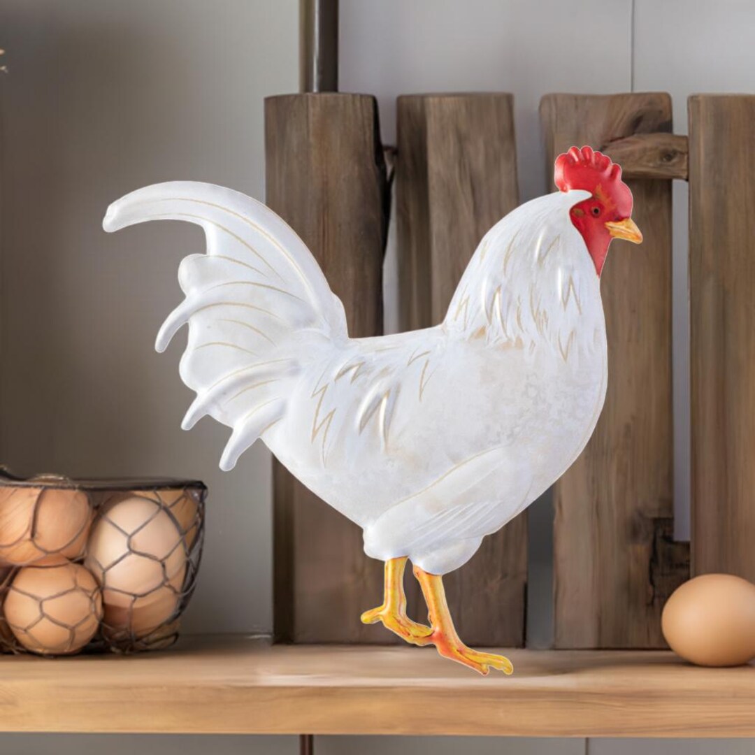 12in Metal Rooster Hanger: White - Etsy