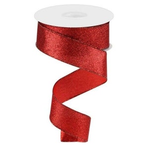 1.5in Shimmer Glitter Ribbon: Red (10 Yards) - Etsy