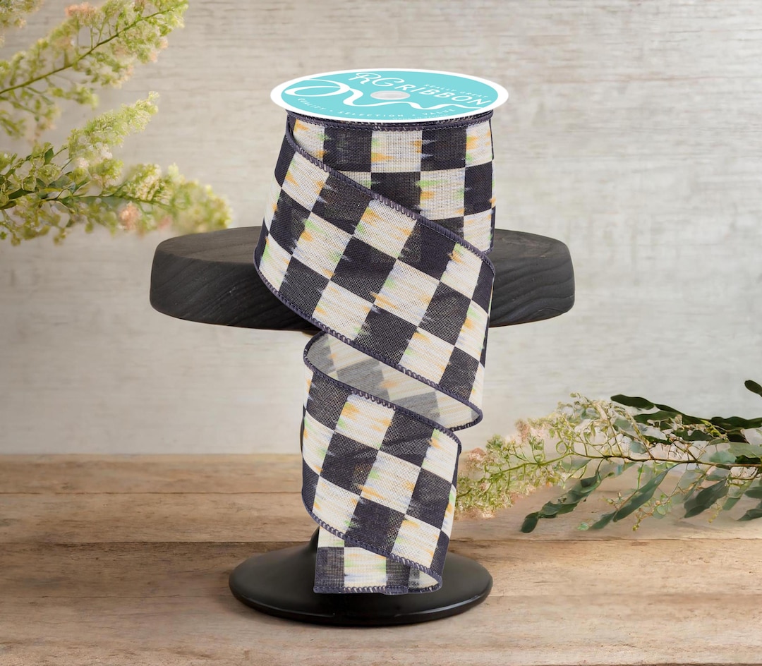2.5in Bold Antique Checkerboard Ribbon: Black 10 Yards - Etsy
