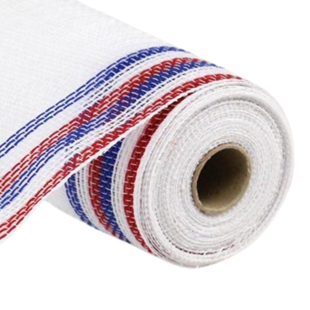 10.5in Border Stripe Faux Jute Mesh: White/red/blue (10 Yards) - Etsy