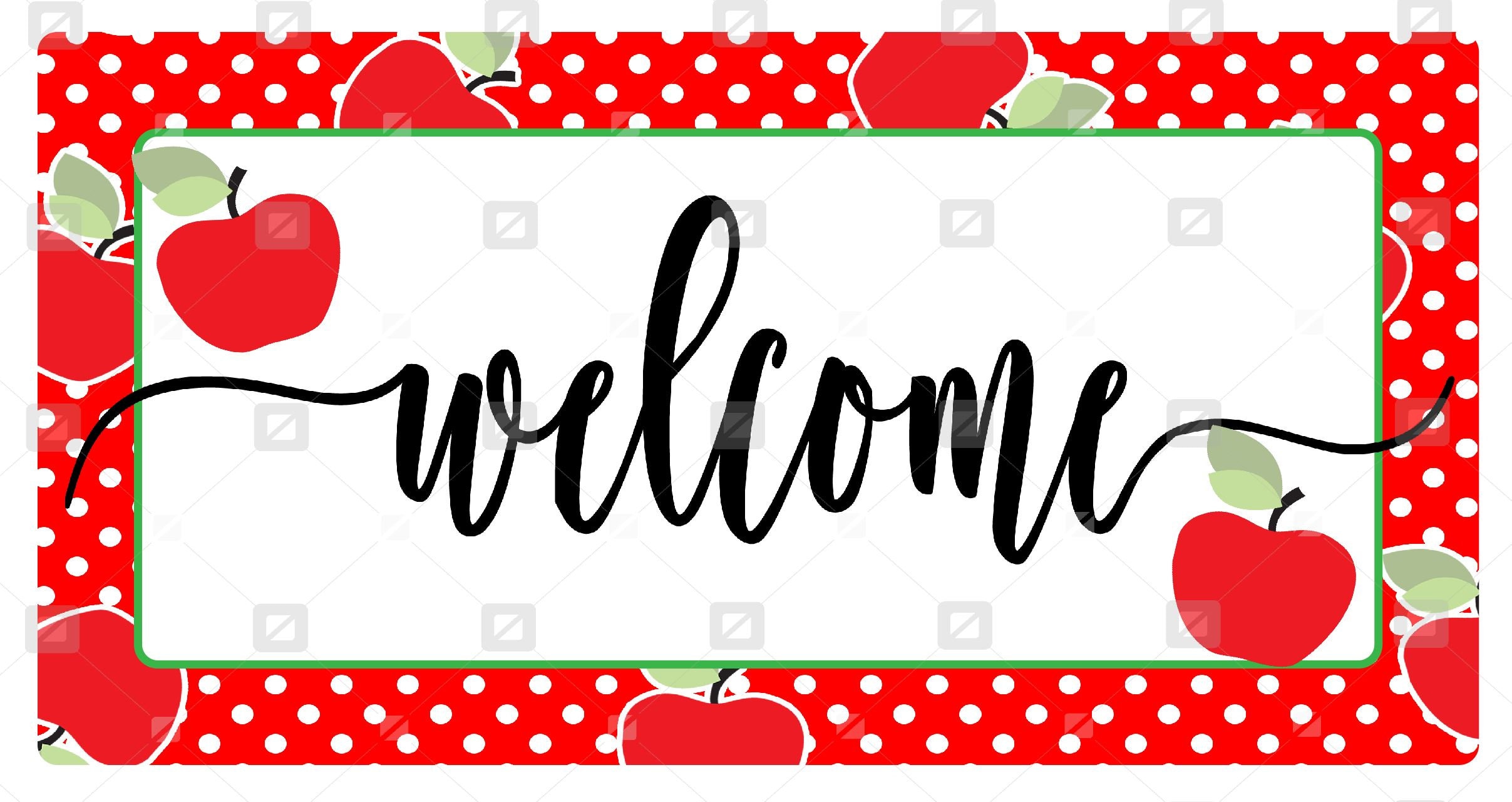 Red White Apple Welcome Sign Wreath Enhancement | Etsy