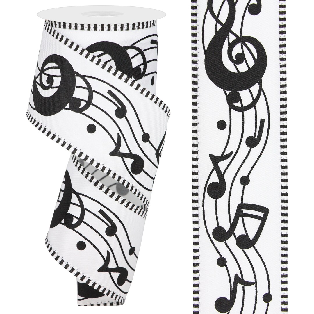 2.5in Bold Music Notes Ribbon: White 10 Yards - Etsy