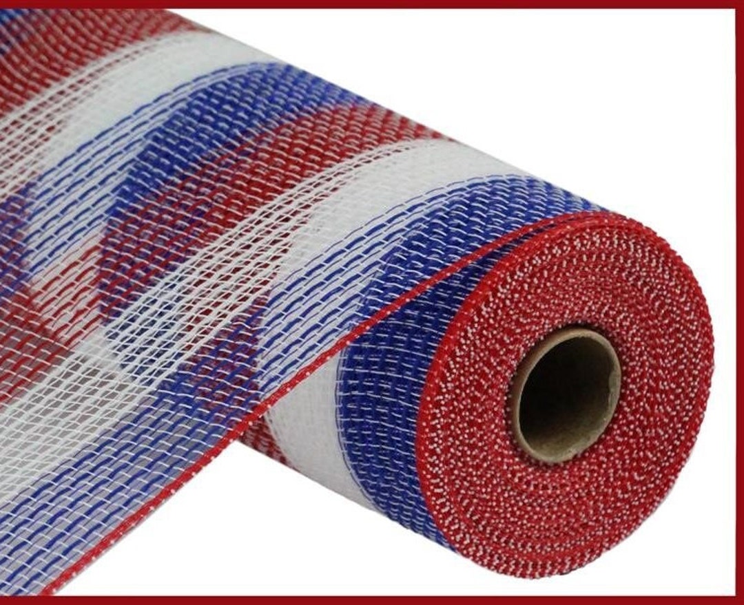 10.5in Faux Jute Stripe Mesh: Red, White & Blue (10 Yards) - Etsy