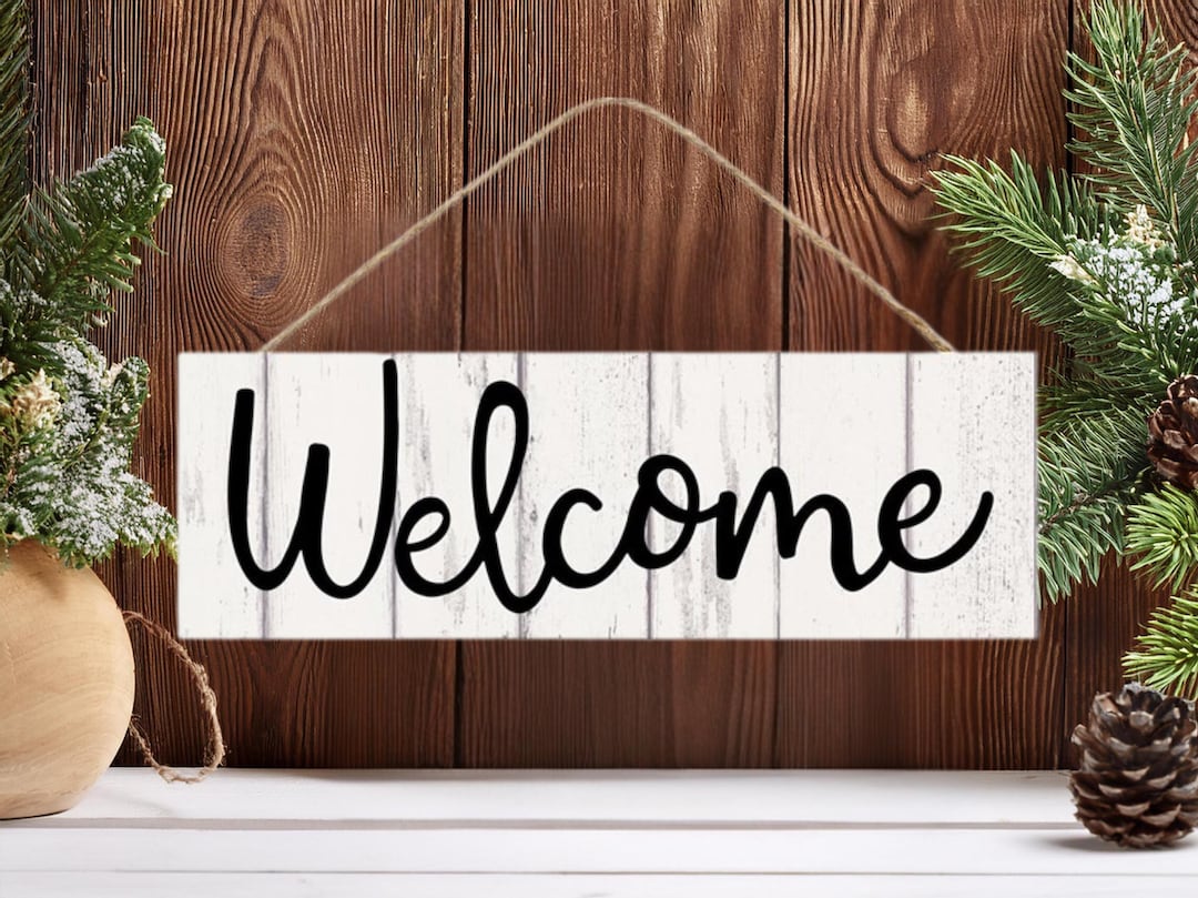 15in Wooden Sign: Rustic Welcome Fence - Etsy