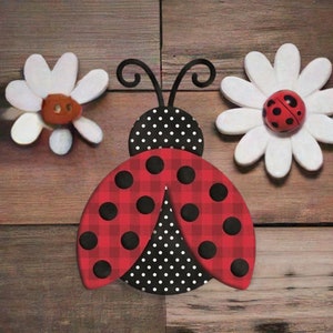 12in Metal Embossed Ladybug Hanger: Polka Dot/plaid - Etsy