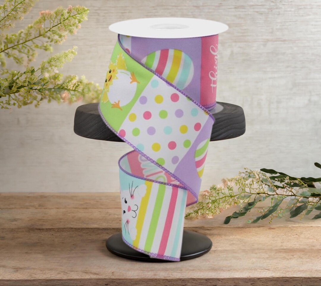 2.5in Spring Bunny Chick Block Ribbon: White (10 Yards) - Etsy