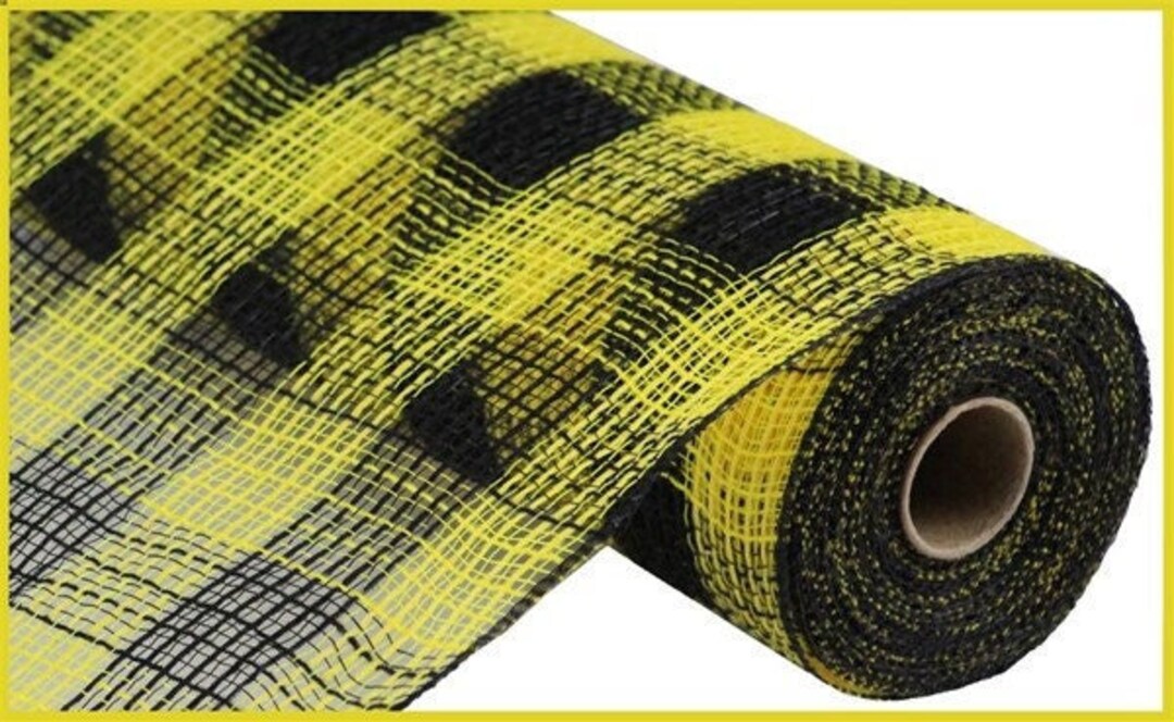 10in Small Check Fabric Mesh: Black & Yellow 10 Yards - Etsy