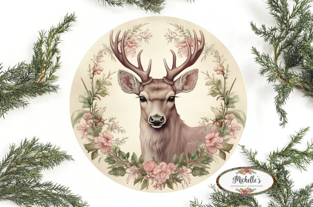 Pastel Winter Victorian Reindeer Sign Wreath Enhancement - Etsy