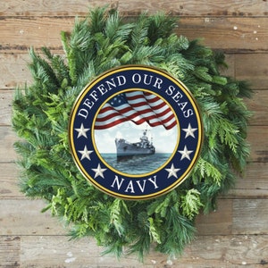 Defend Our Seas US Navy Round Sign - Wreath Enhancement - Etsy