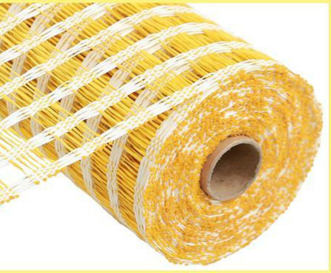10in Poly Burlap Check Mesh: Yellow & Cream - Etsy